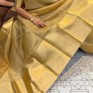 Pure Benarsi Golden / Silver Tissue Silk Saree With Blouse Pc Handloom ...