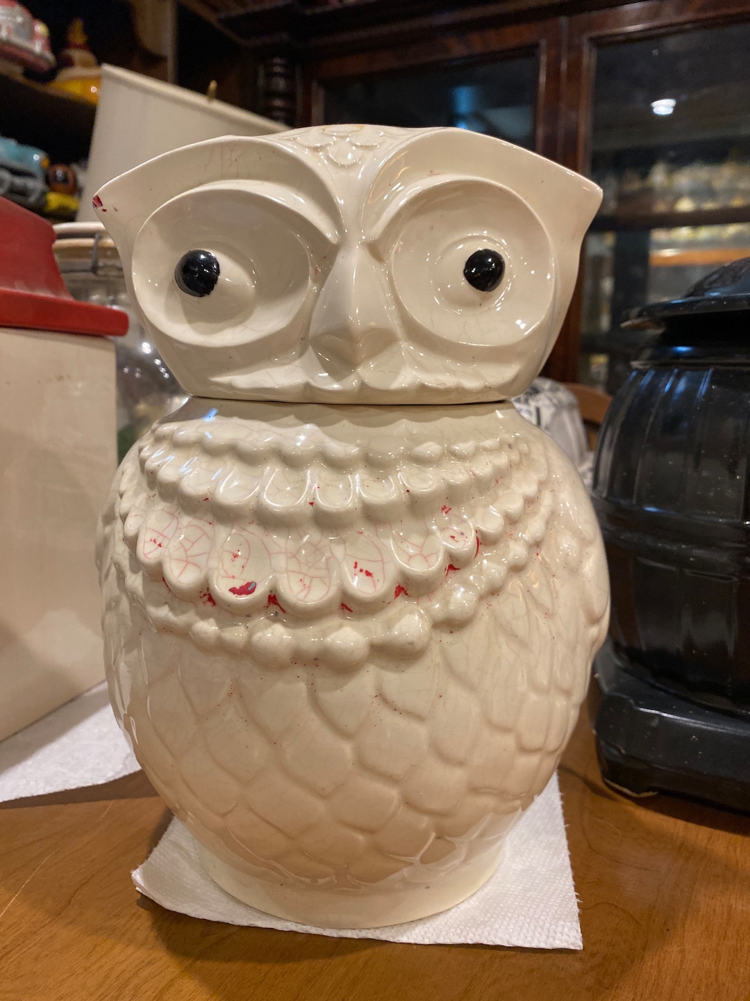 Vintage Ceramic Owl Cookie Jar - Etsy