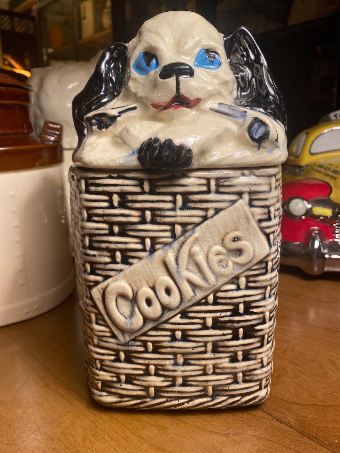 Vintage Mccoy Dog in Basket Cookie Jar Marked on Bottom - Etsy