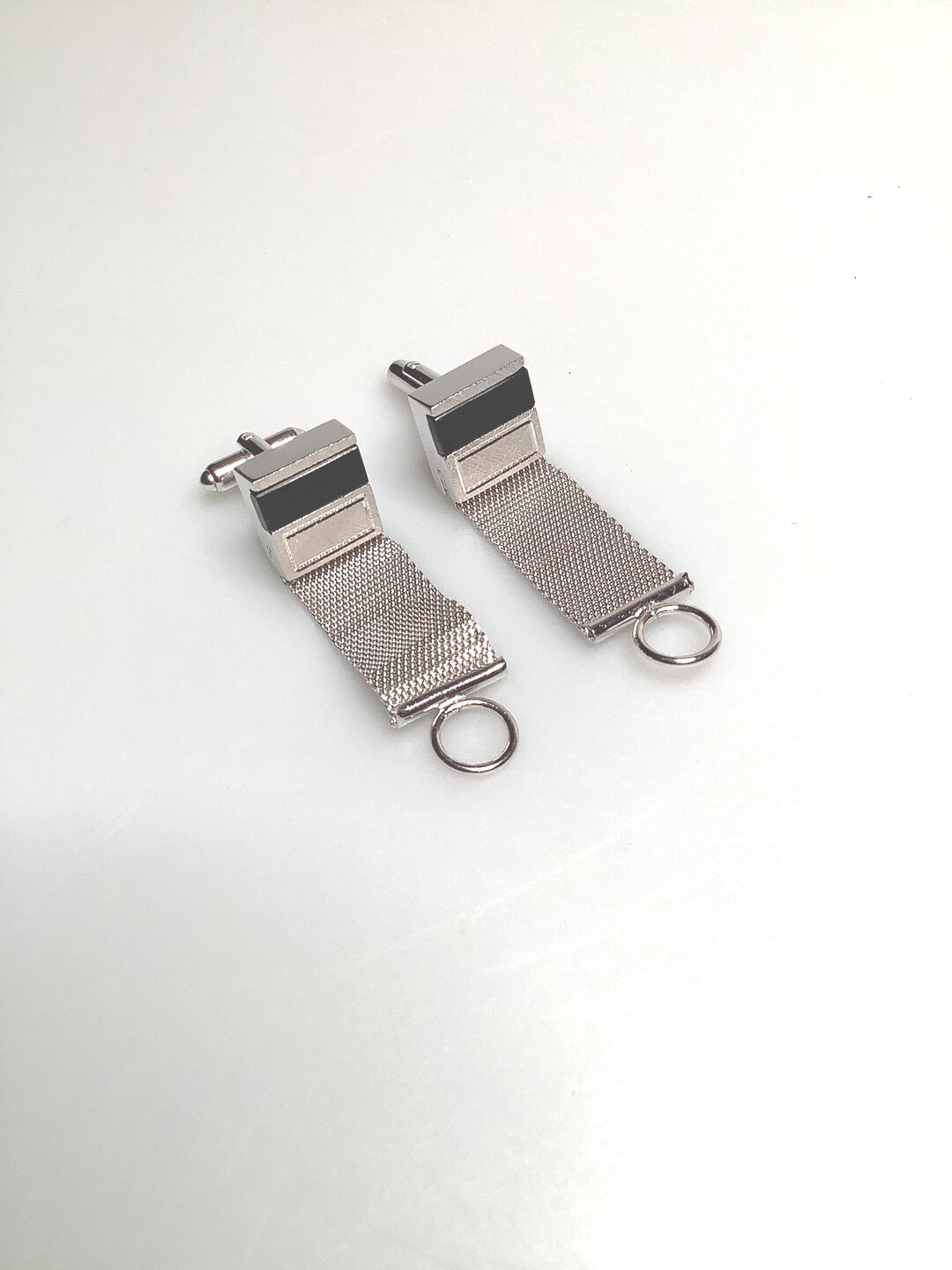 Silver Toned Chain Cufflink Set - Etsy