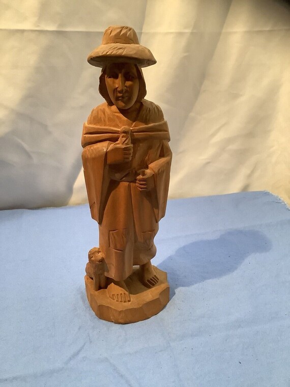 Vintage Ecuador Hand Carved Wood Figure - Etsy
