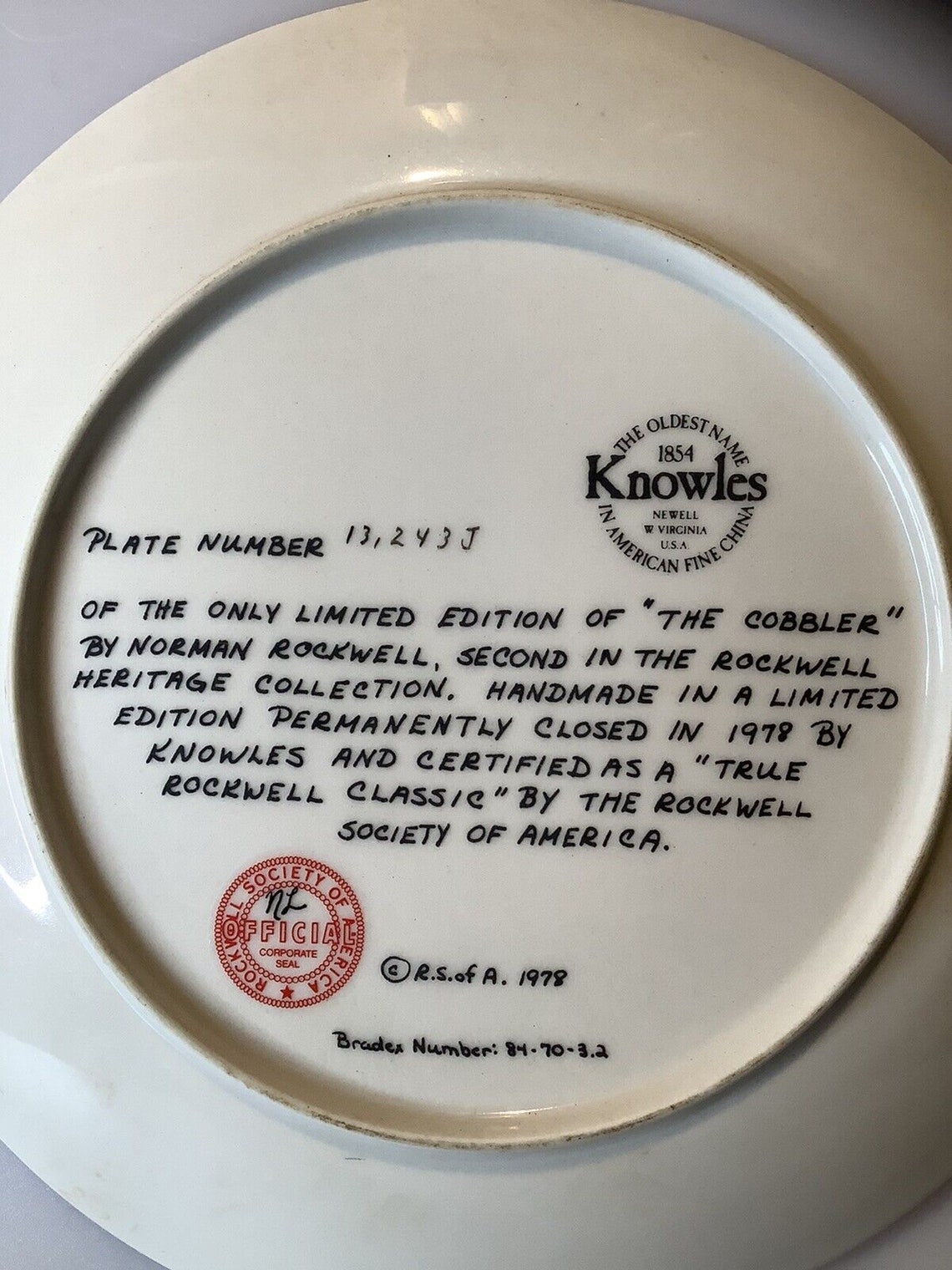 1978 Knowles Norman Rockwell the Cobbler Plate - Etsy