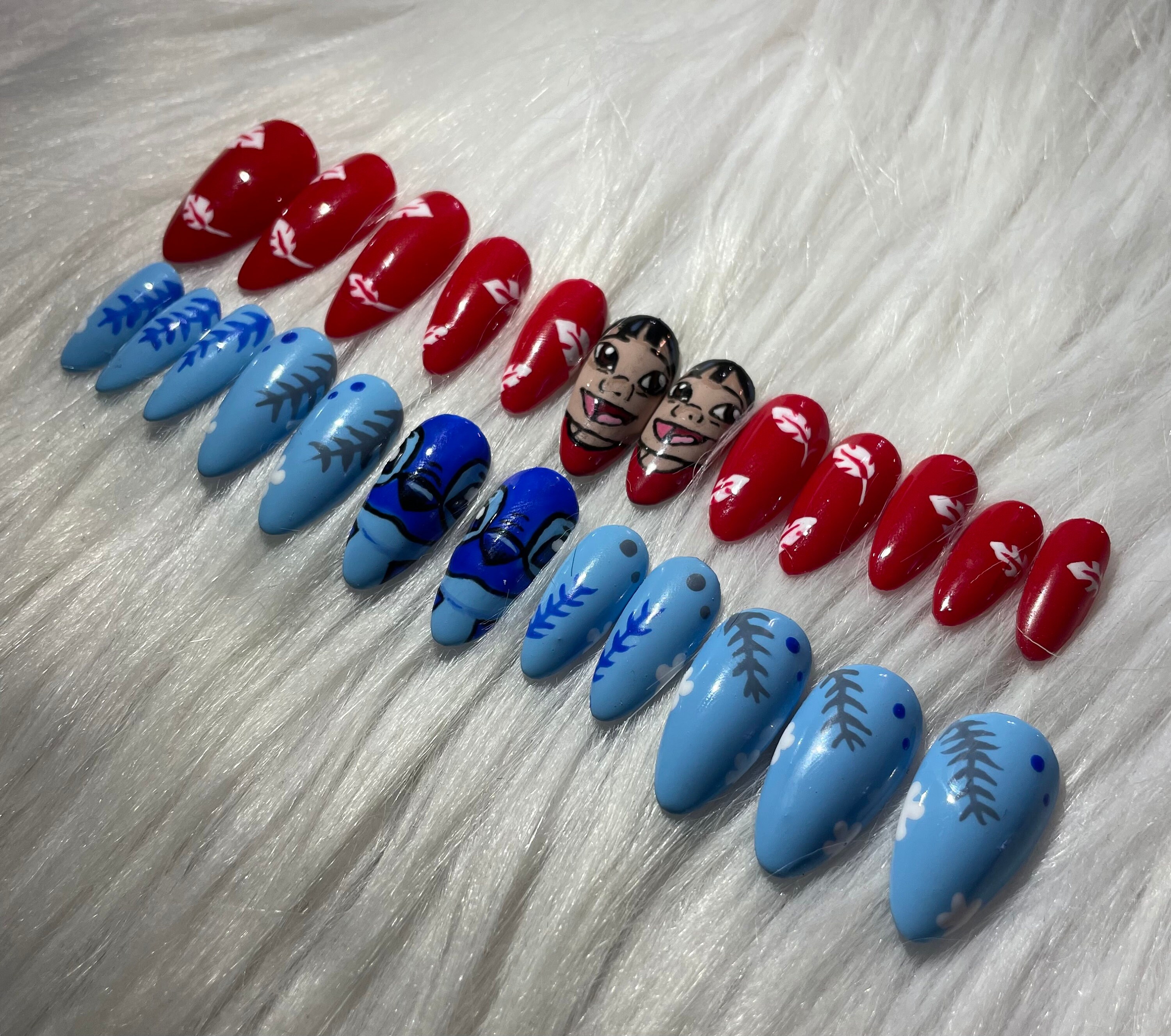 Lilo & Stitch Press on Nails, Medium Length, Set of 24 - Etsy