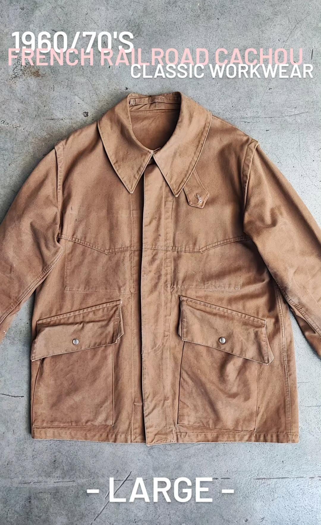1960/70s French Railroad "cachou" Work Jacket With Unusual Low Pockets ...