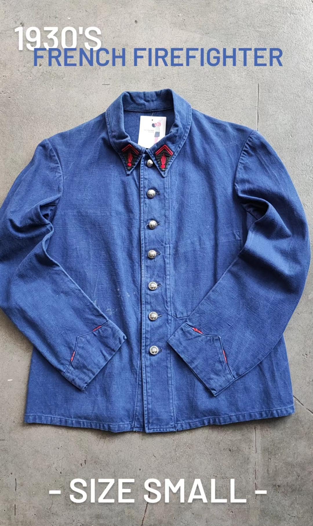 Circa 1930s French Indigo Firefighter Jacket / Size Small / Classic ...