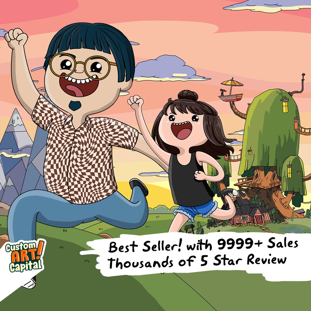 Custom Adventure Cartoon Style Portrait From Photo Couple or Family ...