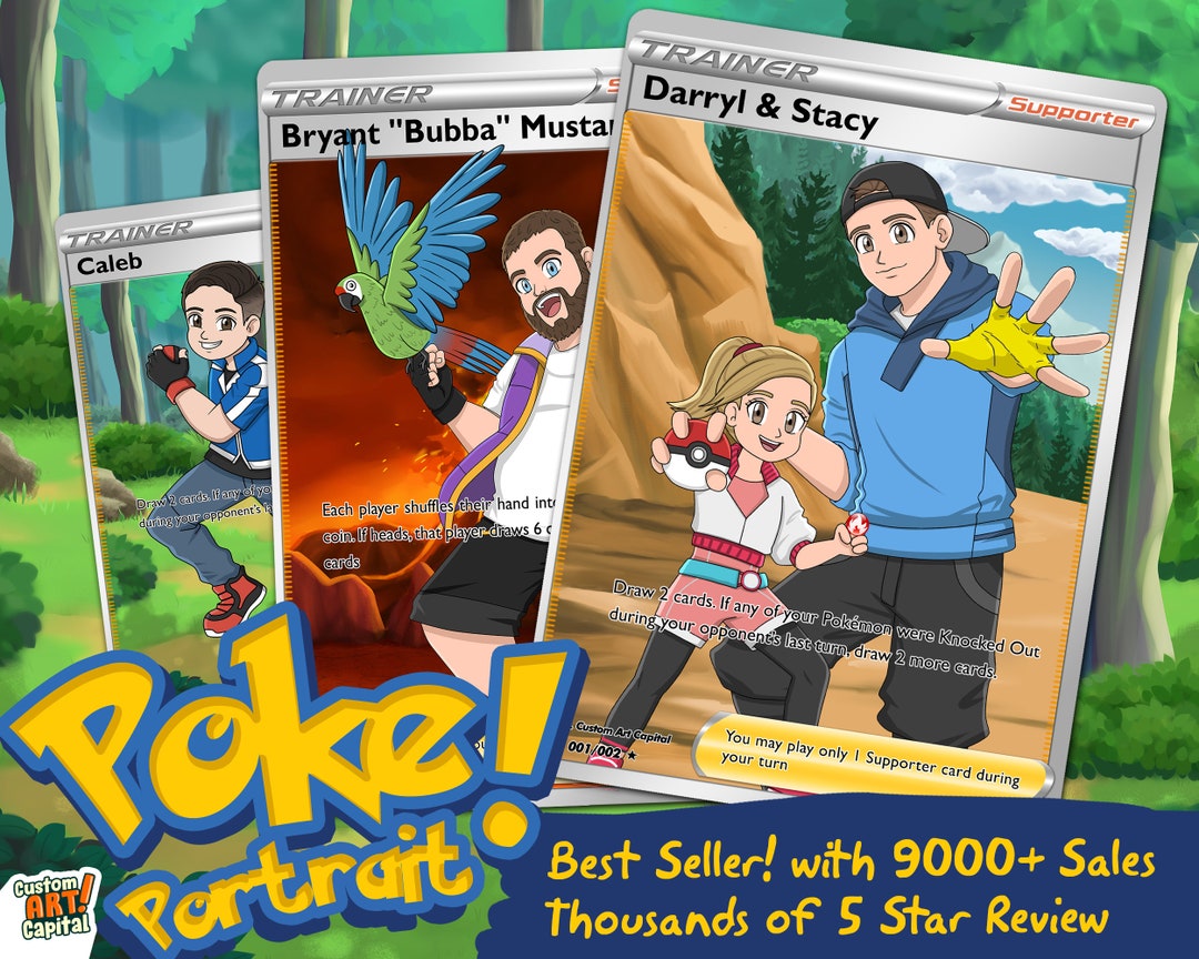 SALE Custom POKE Trainer Card Portrait Personalized Anime - Etsy