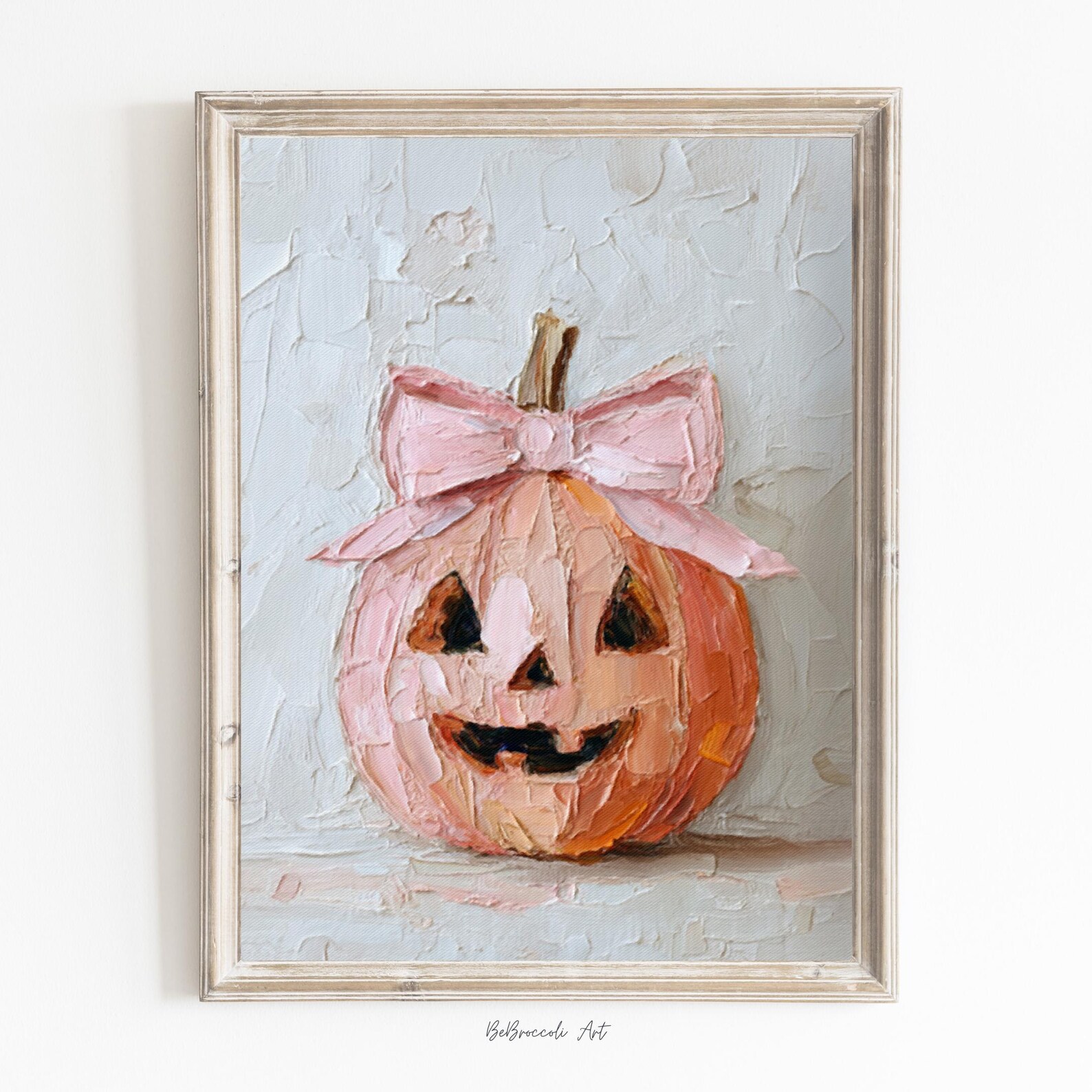 Pink Bow Cute Pumpkin Halloween Printable Digital Art Autumn Decor ...