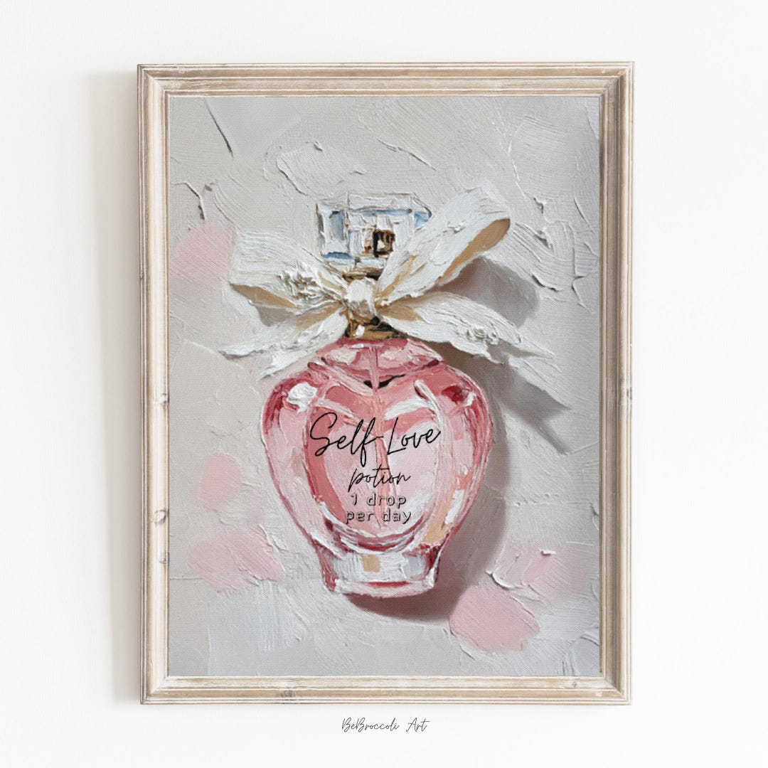 Self Love Potion Art Print Inspirational Wall Art Pink Oil Painted ...