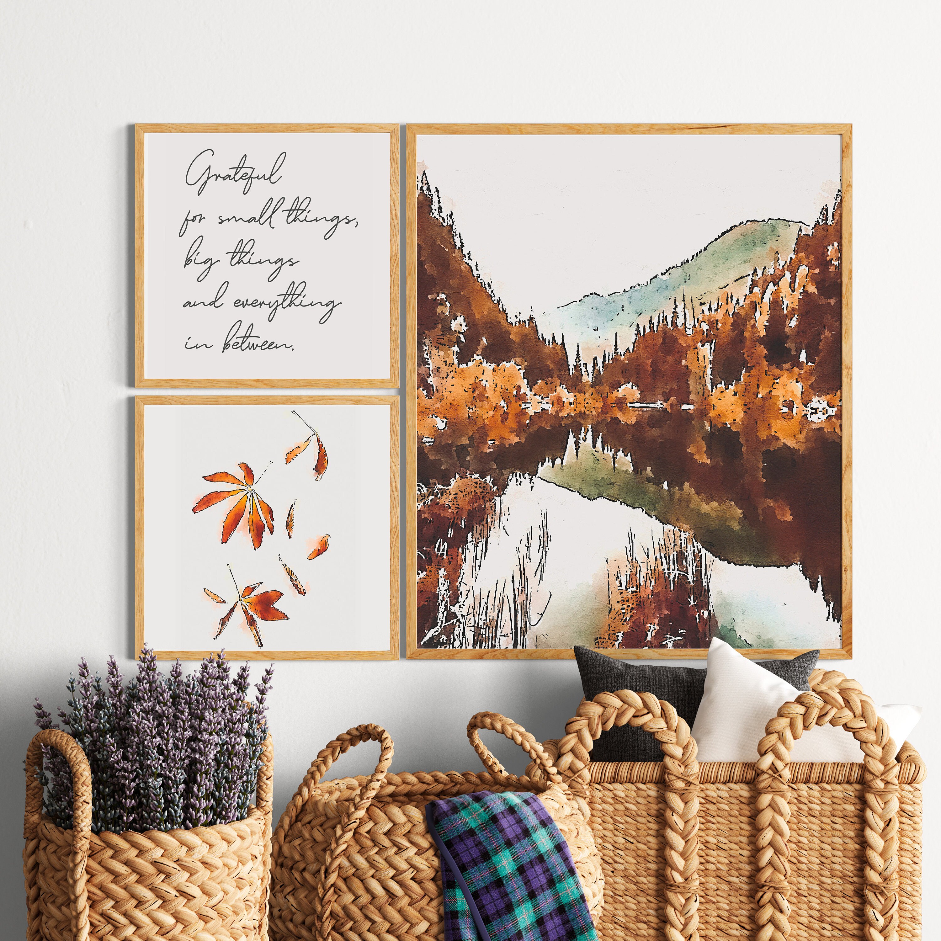 Set of 3 Fall Art Prints, Fall Wall Art, Thanksgiving Gift Print, Thank ...