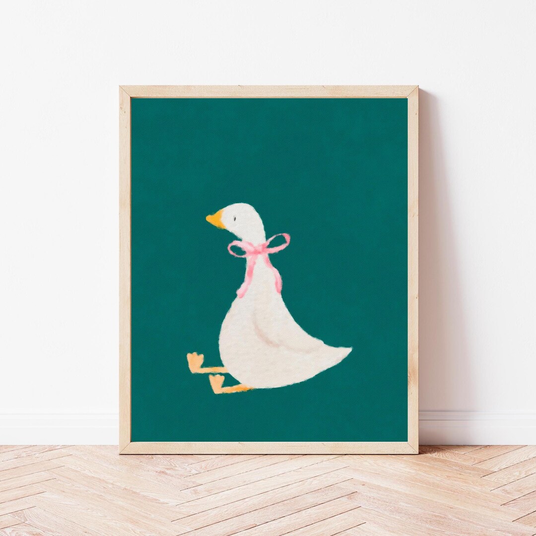 Silly Goose Wall Art Cute Goose Poster Sage Green Nursery Decor Farm ...
