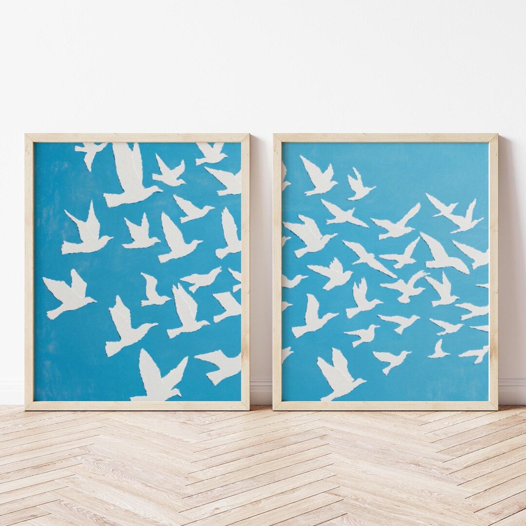 Flock of Birds Printable Wall Art Set of Two Modern Decor Nature Art ...