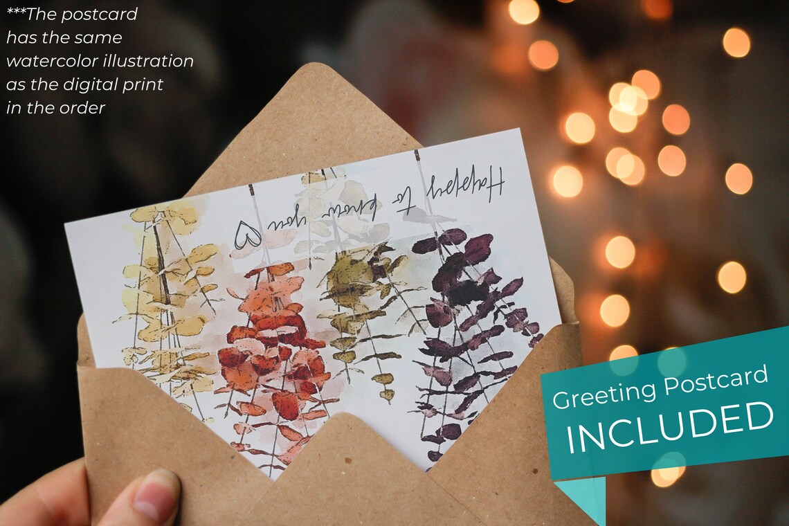 Fall Leaf Print, Fall Wall Art, Thanksgiving Gift Print, Thank You Gift ...