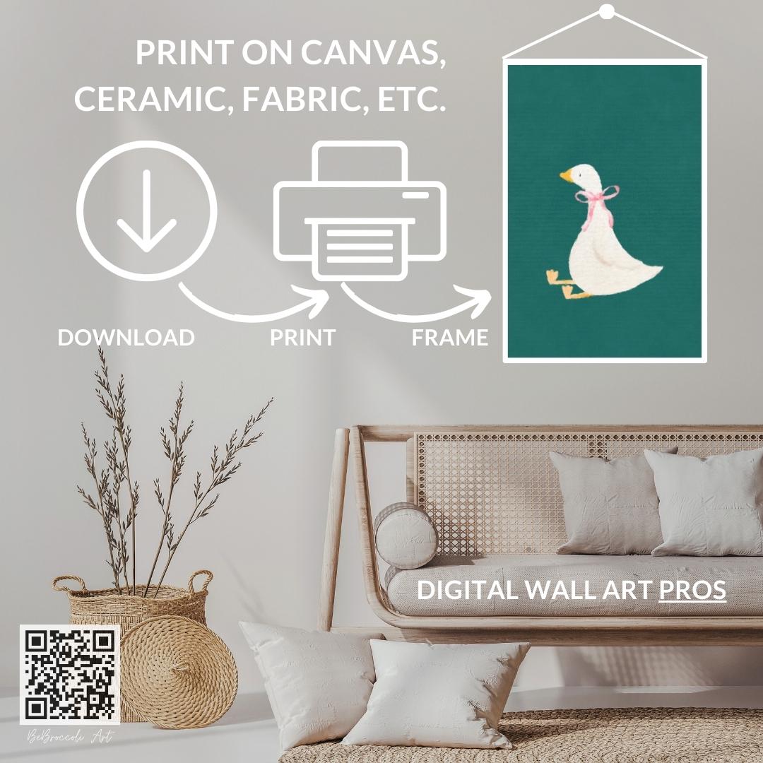 Silly Goose Wall Art Cute Goose Poster Sage Green Nursery Decor Farm ...