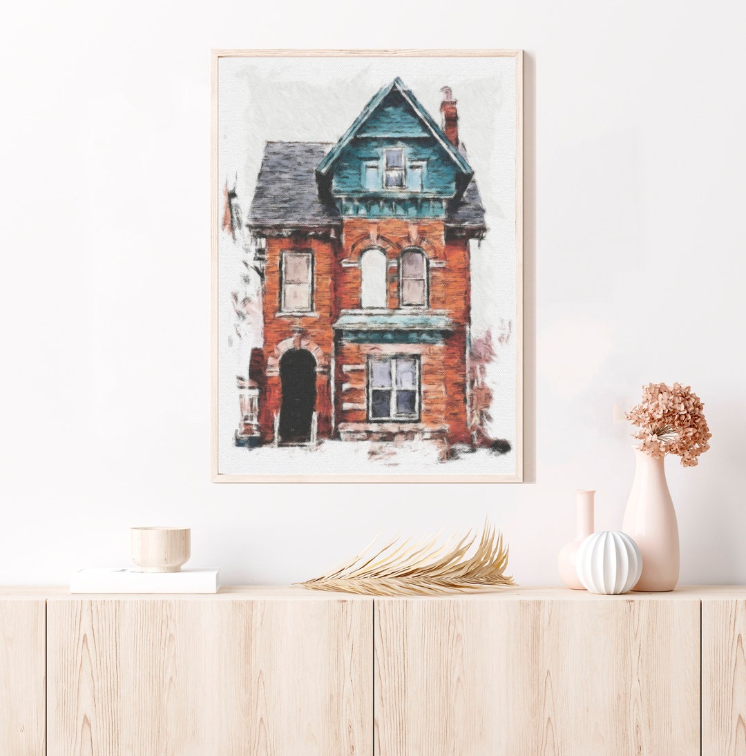Brick House Print, Colonial House Print, Red House Wall Art Prints ...
