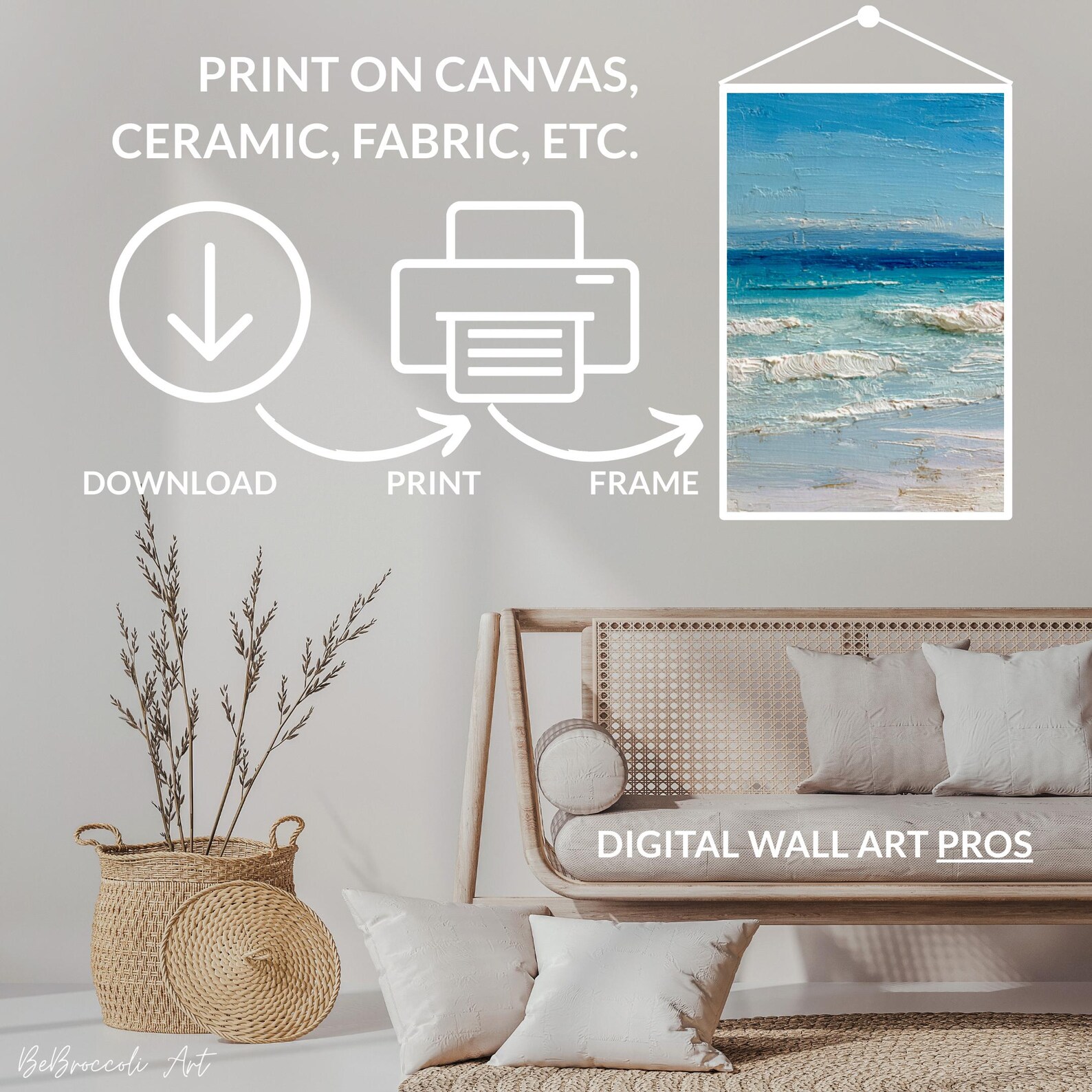 Coastal Triptych Ocean Wall Art Set of 3 Oil Painted Seascape Prints ...