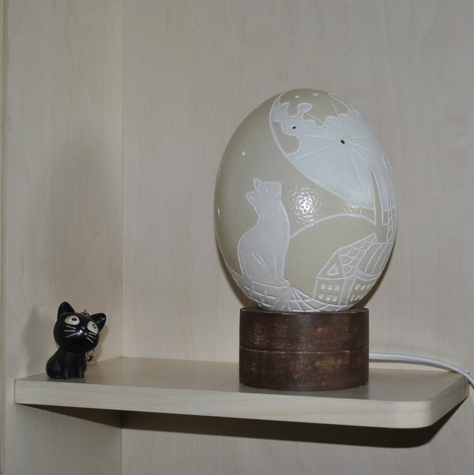 Ostrich Egg Lamp Cat Moon Lighting Fixture Souvenir Night Light Present ...
