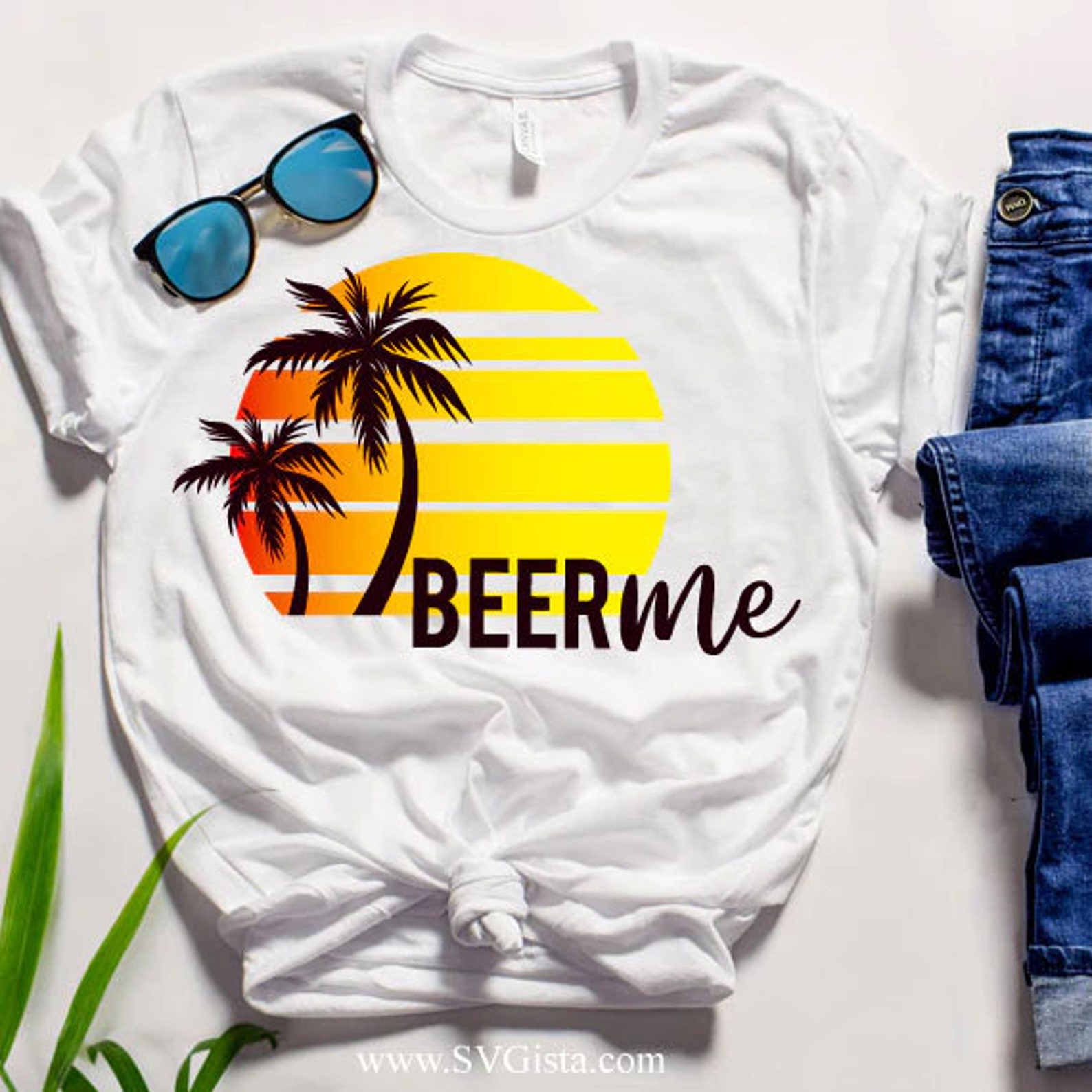 Beer Me Palm Tree Sunset SVG, Cricut Cut File (digital Download) - Etsy