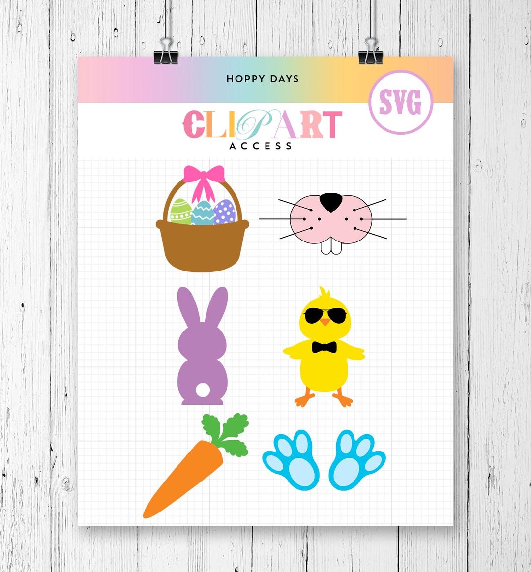 Hoppy Days Easter SVG Bundle | Basket, Bunny, Bunny Face, Carrot, Chick ...