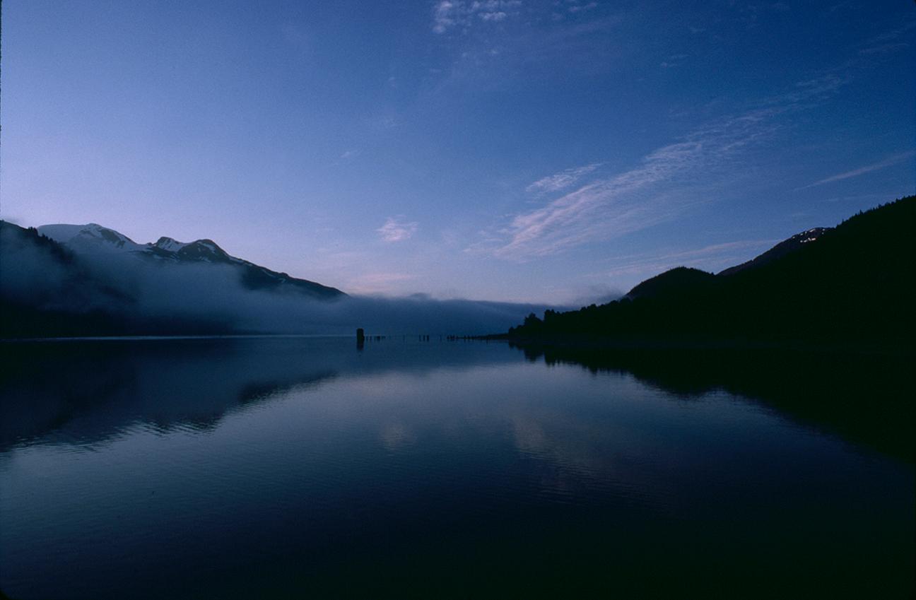 Alaska Bay at Dawn Mountains Reflections Blue Skies Photograph Birthday ...