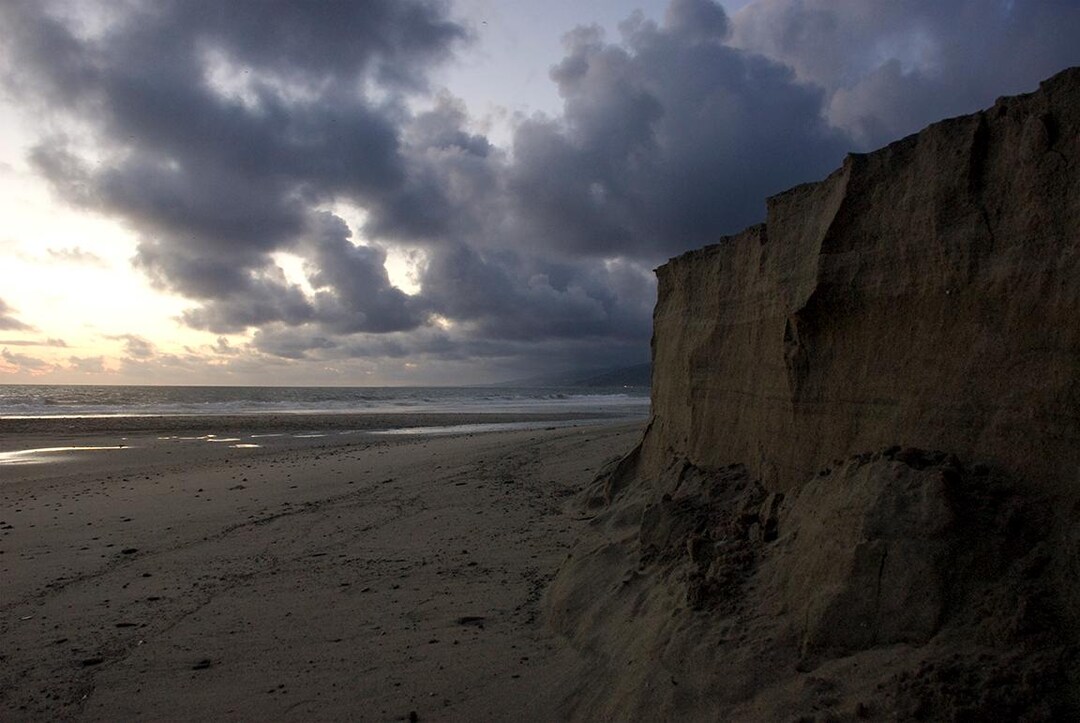 Storm Clouds at Sunset at Santa Monica Beach,california,sand Cliff ...