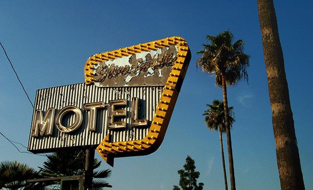 Old Motel Sign on Interstate in California Road Trip Color Photograph ...