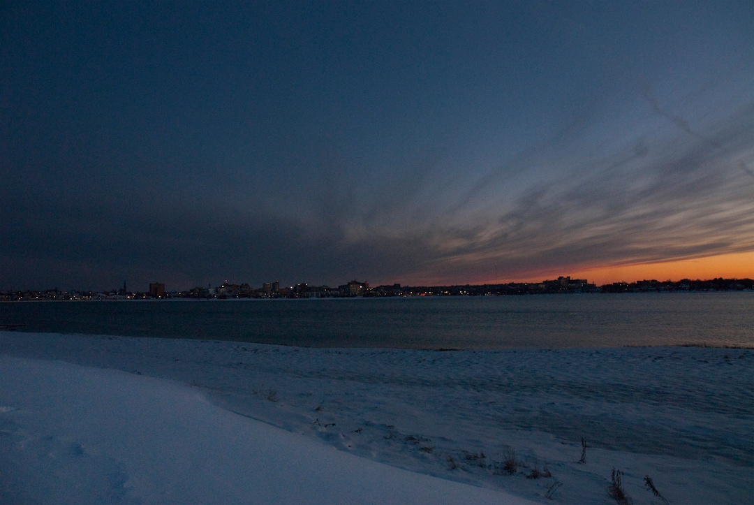 Snowy Sunset on the Back Cove Portland Maine Color Landscape Photograph ...