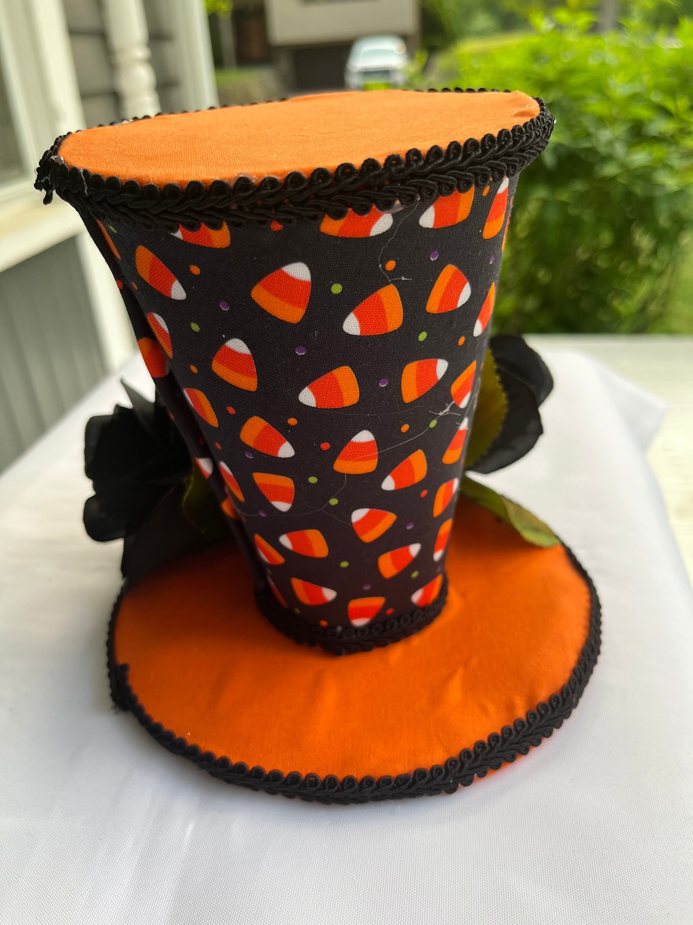 Mini Halloween Top Hat, Candy Corn Wreath Accent, Fabric Decor - Etsy