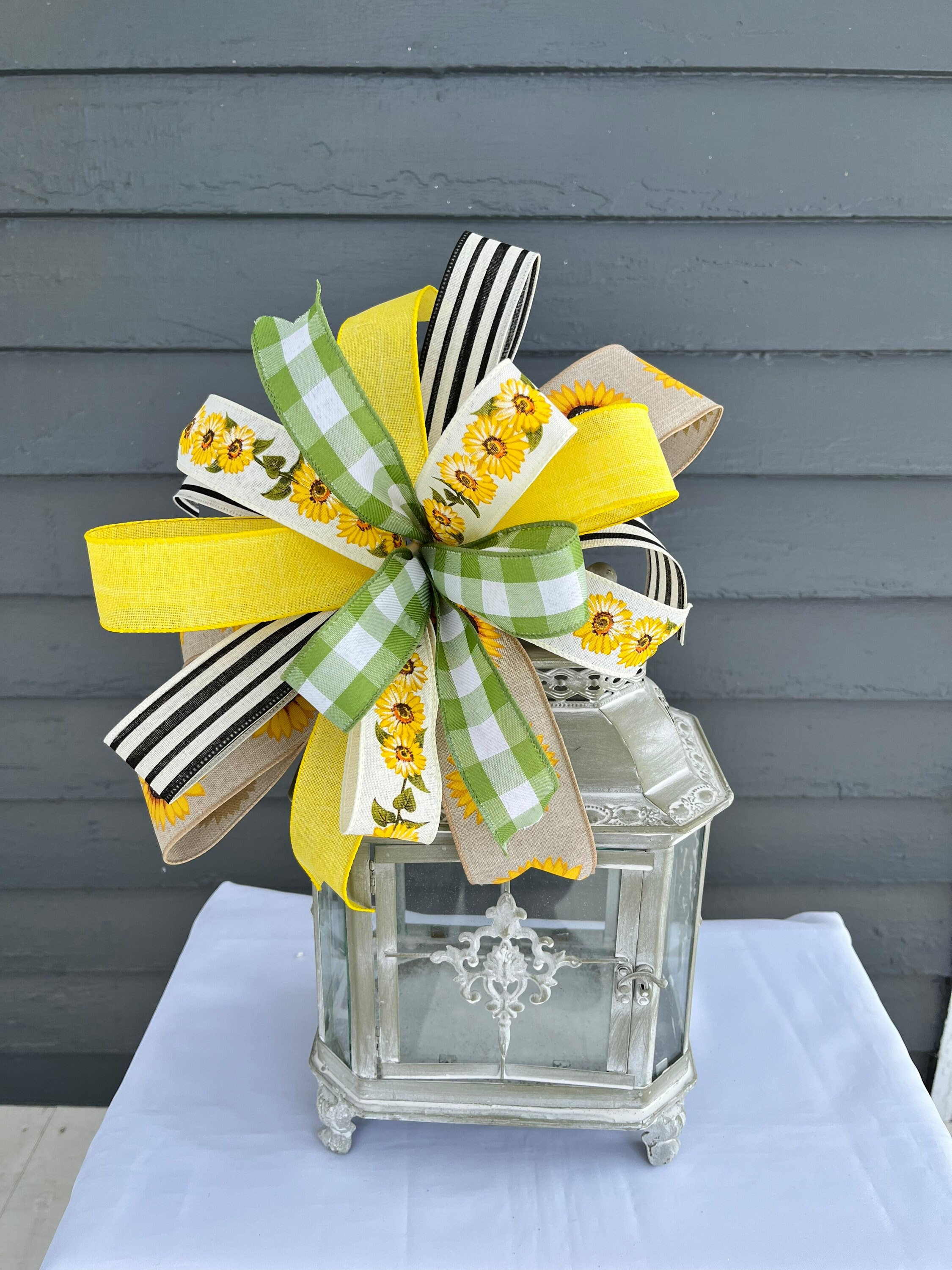 Sunflower Sunflower Bow Sunflower Tree Topper Bow Wired - Etsy