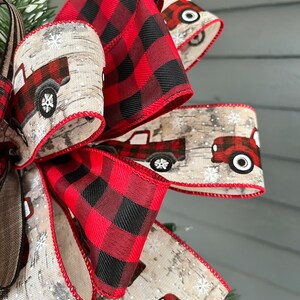 Red Truck Tree Topper Bow, Buffalo Plaid Tree Topper Bow, Tree Topper ...