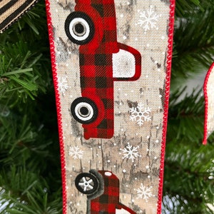 Red Truck Tree Topper Bow, Buffalo Plaid Tree Topper Bow, Tree Topper ...