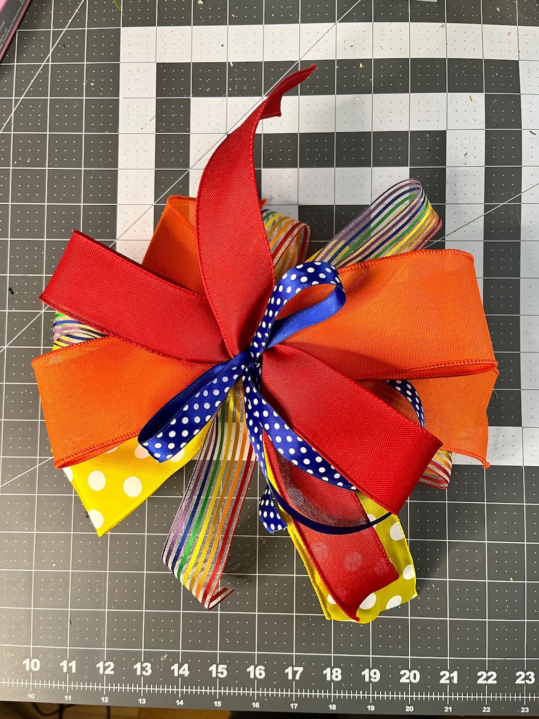 Rainbow, Pride Tree Topper Bow, Wired Ribbon Bow, Mail Box Bow, Easter ...