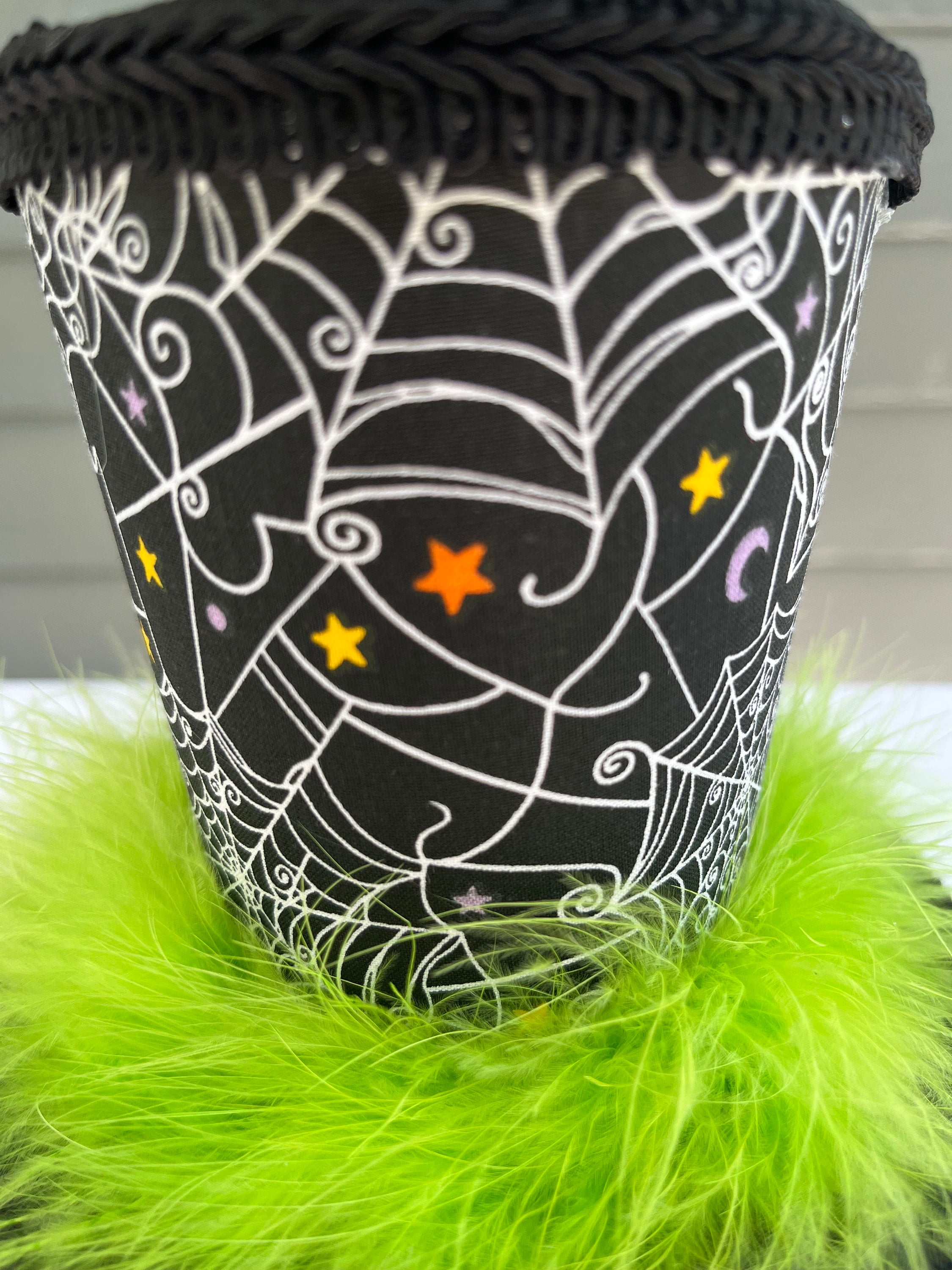 Mini Halloween Top Hat Wreath Accent, Spiderweb Fabric Cameo Trim - Etsy