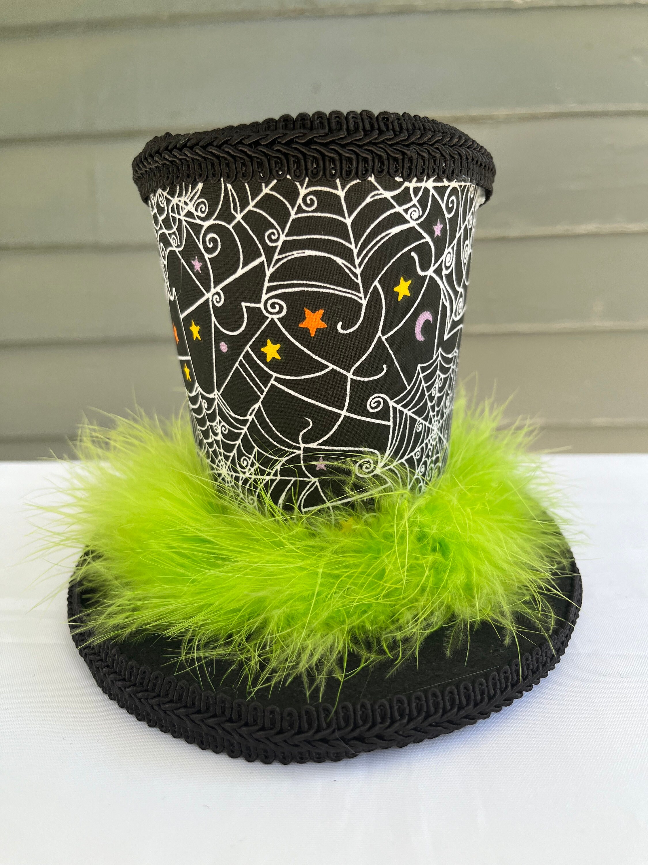 Mini Halloween Top Hat Wreath Accent, Spiderweb Fabric Cameo Trim - Etsy