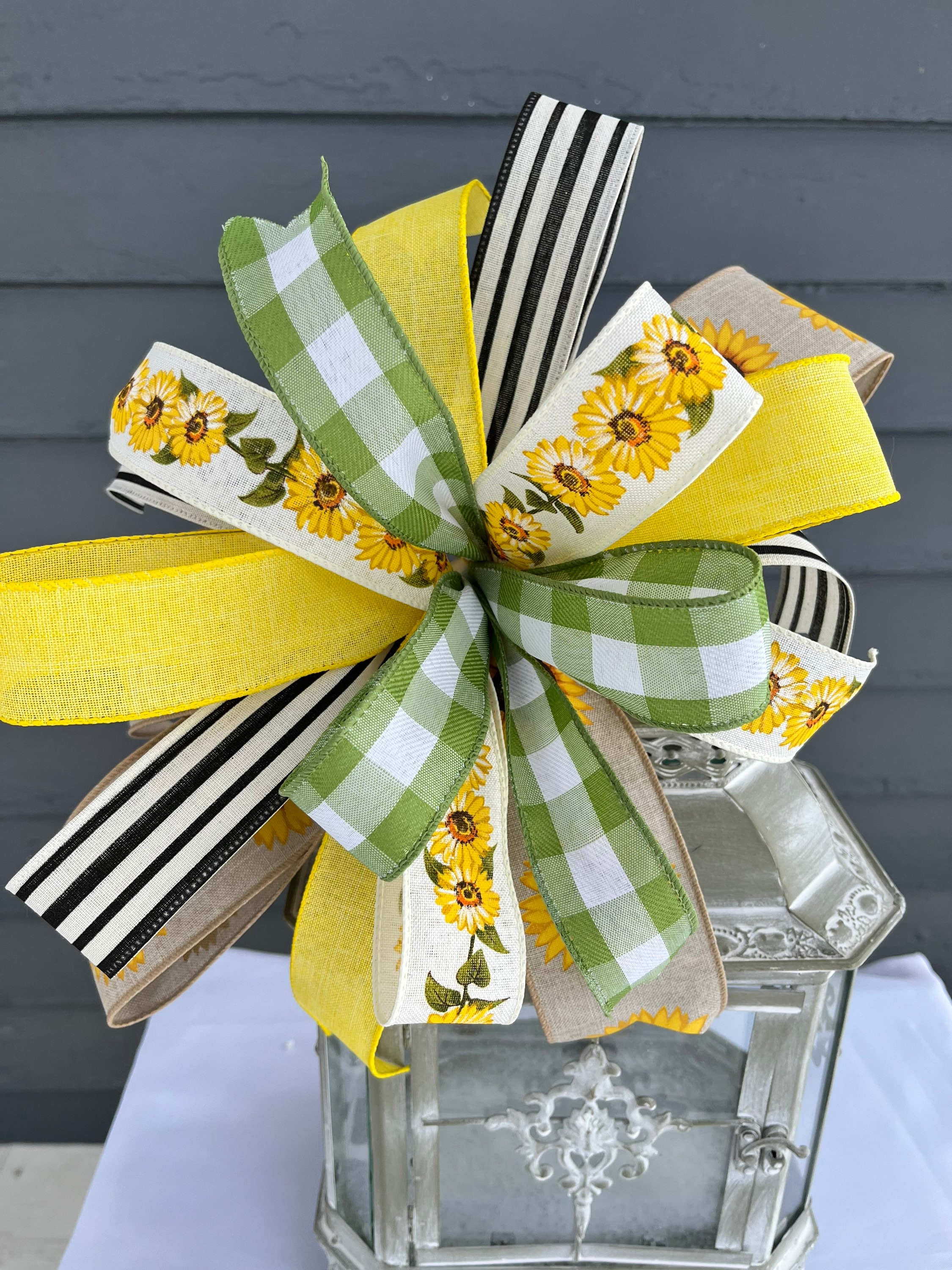 Sunflower Sunflower Bow Sunflower Tree Topper Bow Wired - Etsy