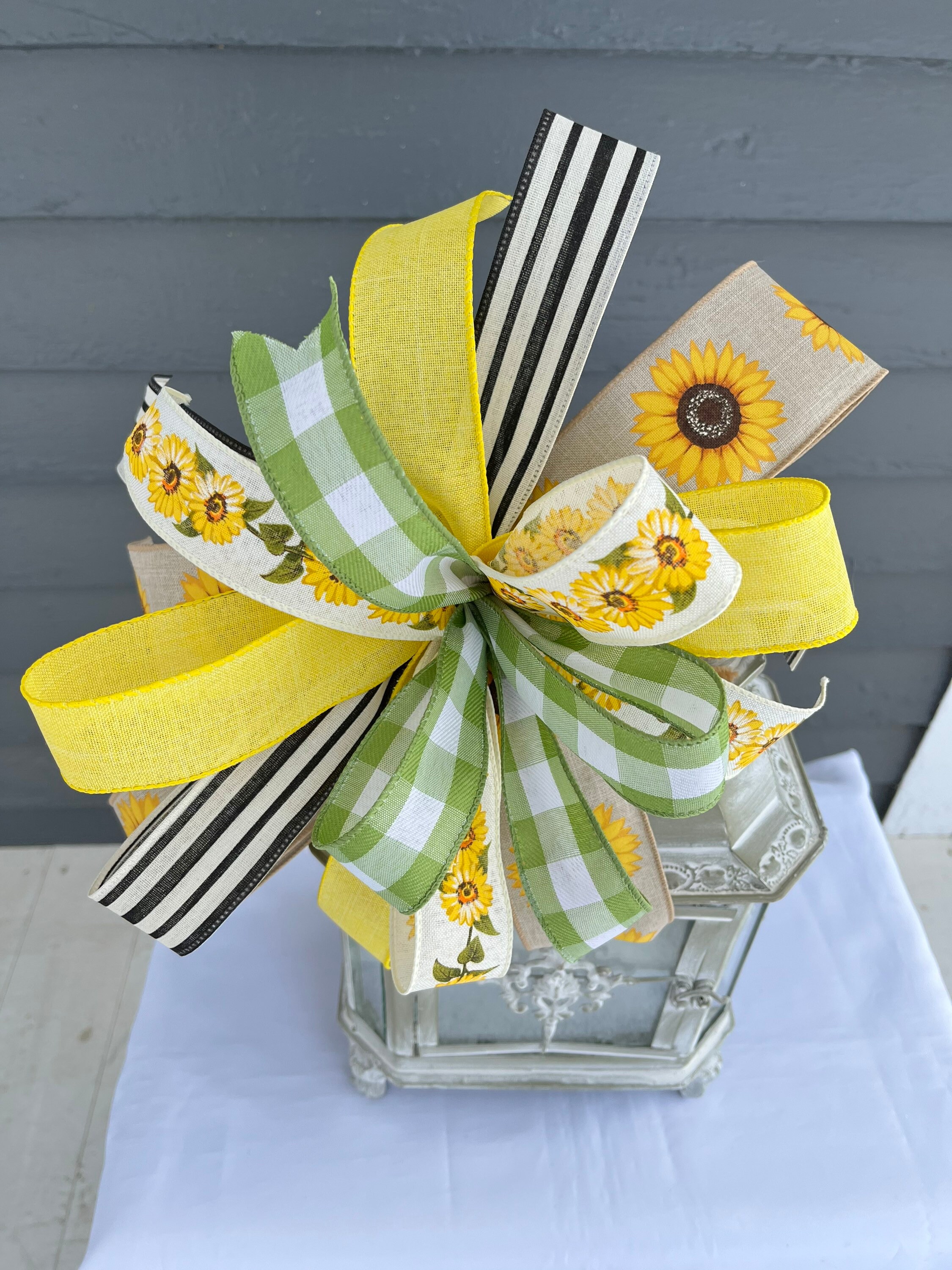 Sunflower Sunflower Bow Sunflower Tree Topper Bow Wired - Etsy