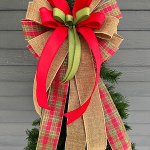 Rustic Truck Tree Topper Bow, Primitive Christmas Tree Topper Bow, Tree ...