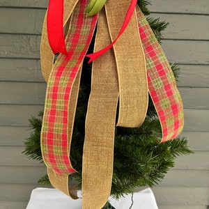 Rustic Truck Tree Topper Bow, Primitive Christmas Tree Topper Bow, Tree ...