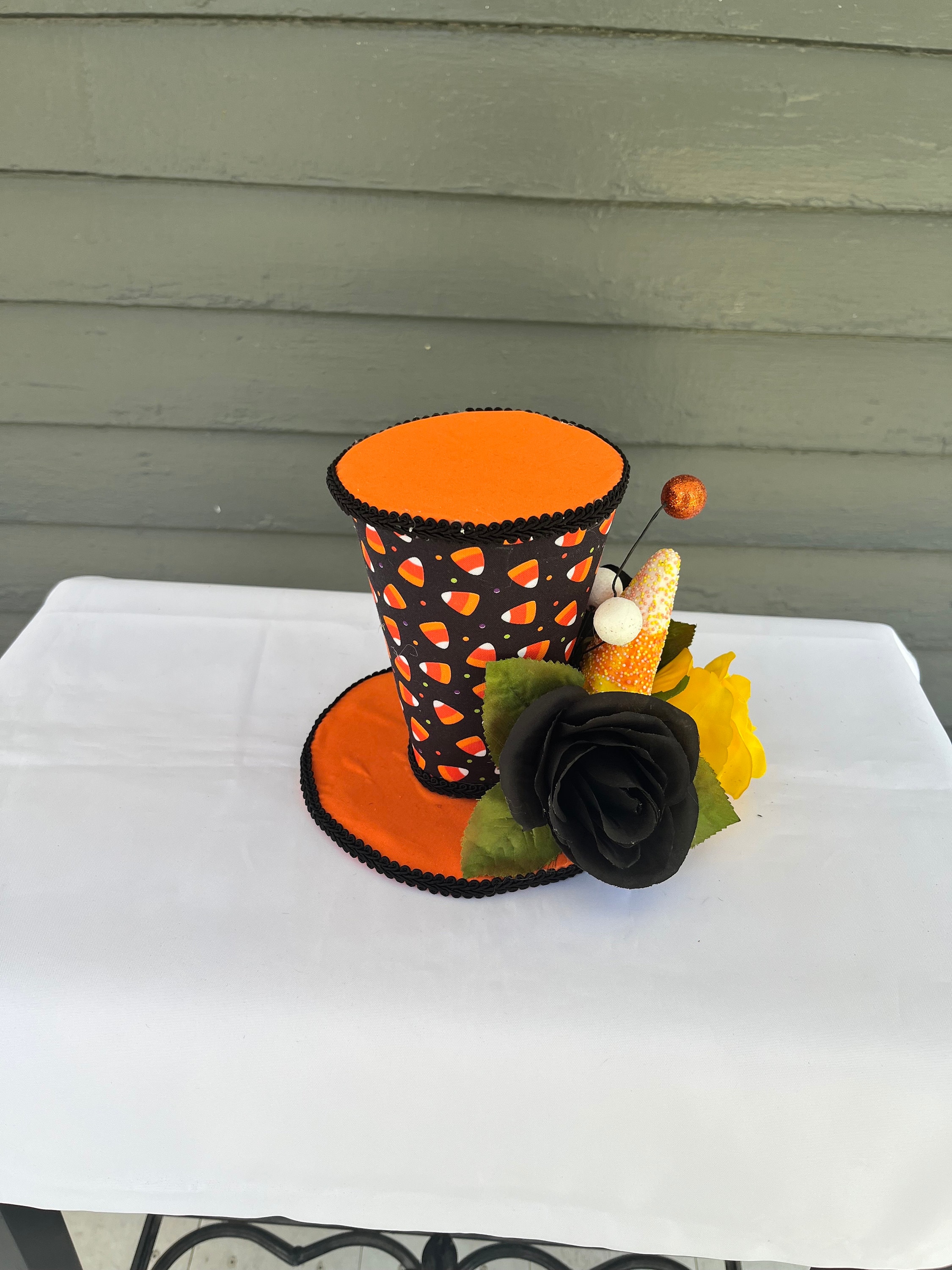Mini Halloween Top Hat, Candy Corn Wreath Accent, Fabric Decor - Etsy