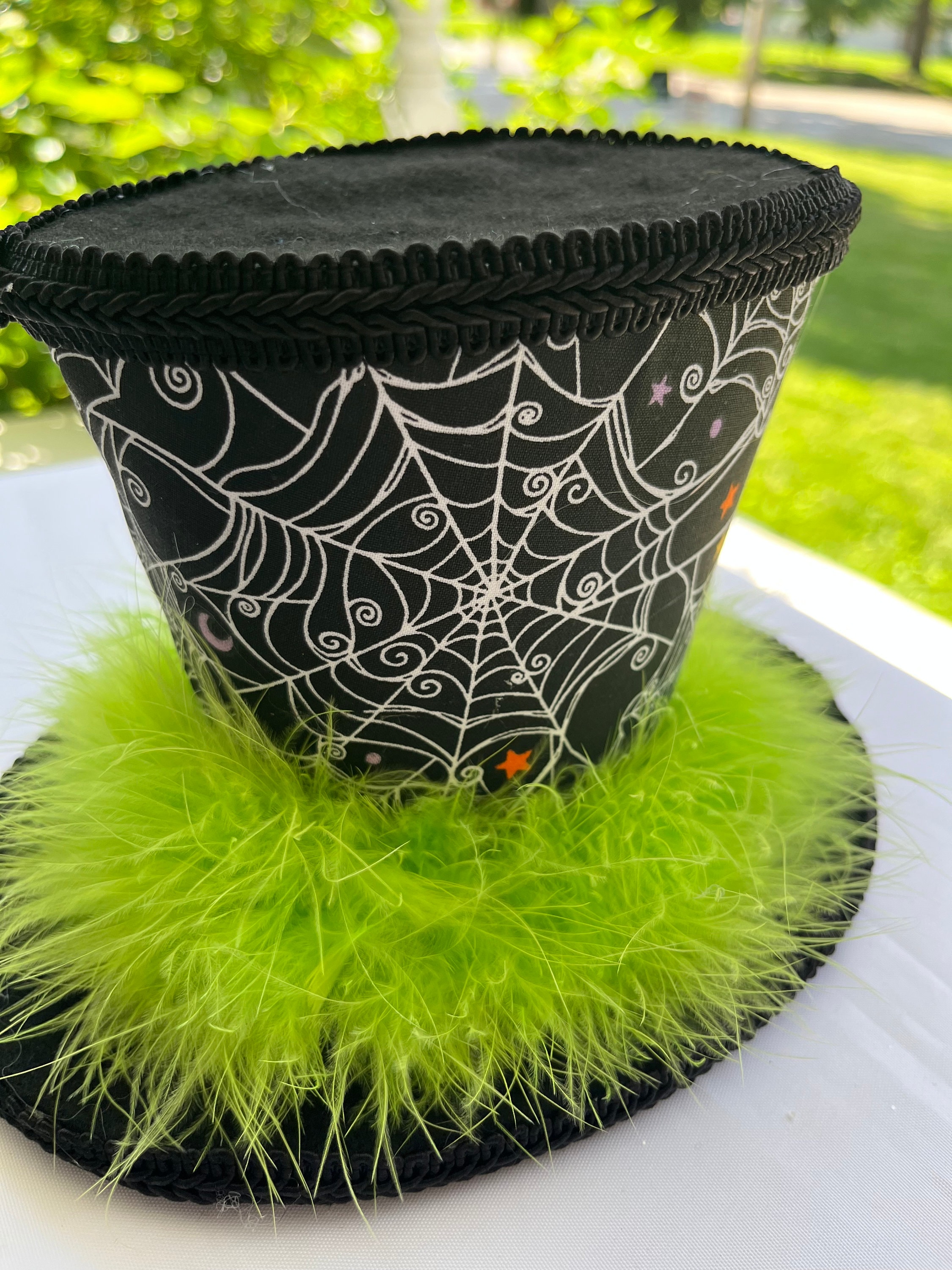 Mini Halloween Top Hat Wreath Accent, Spiderweb Fabric Cameo Trim - Etsy