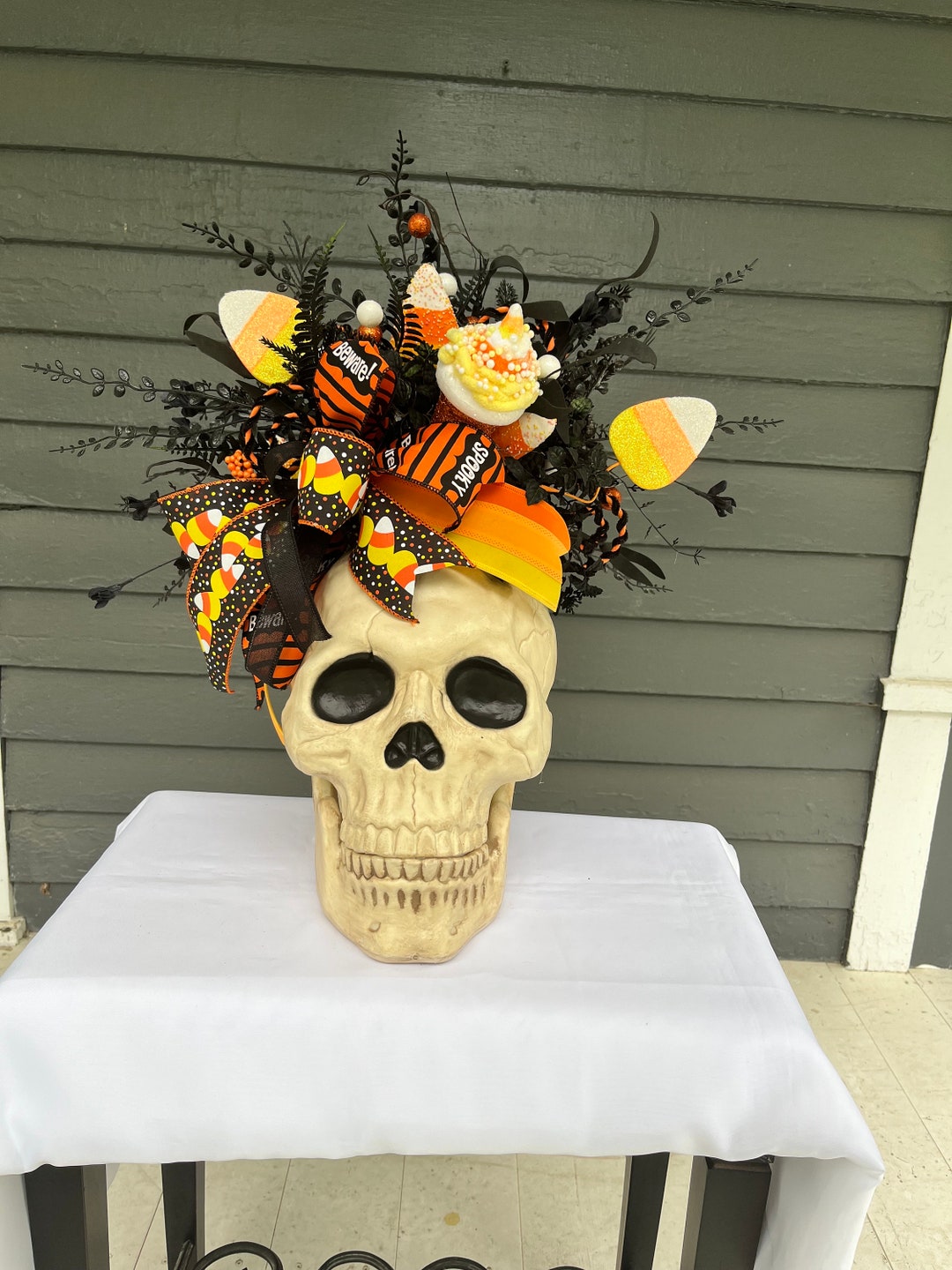 Skull, Halloween Skull, Halloween Decor, Halloween Wreath Accent ...