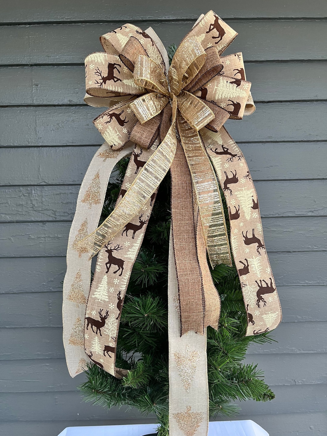 Woodland Tree Topper Bow, Christmas Tree Topper Bow, Tree Topper Bow ...