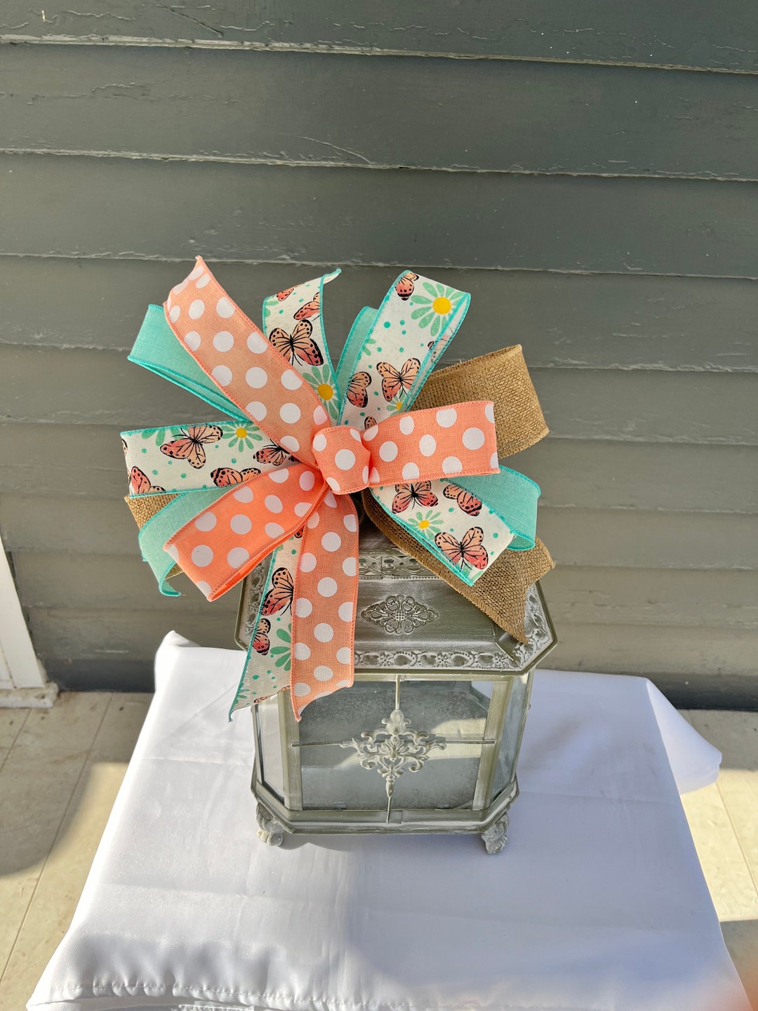 Butterfly, Monarch Butterfly Bow, Summer Tree Topper Bow, Wired Ribbon ...