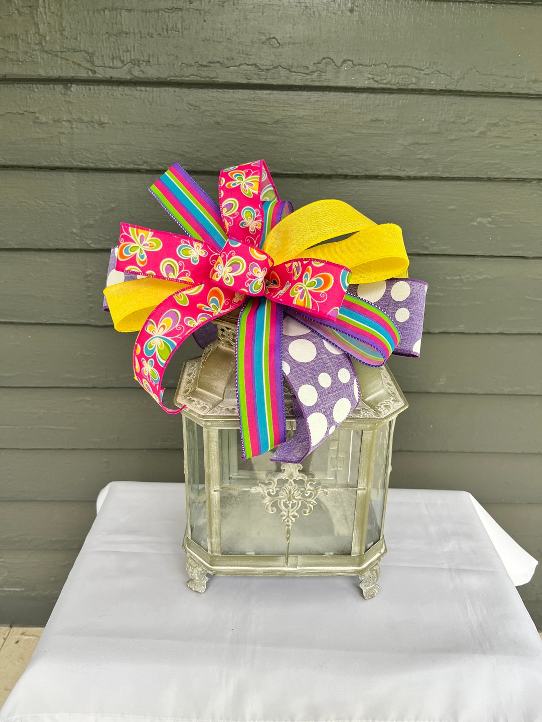 Butterfly, Monarch Butterfly Bow, Summer Tree Topper Bow, Wired Ribbon ...