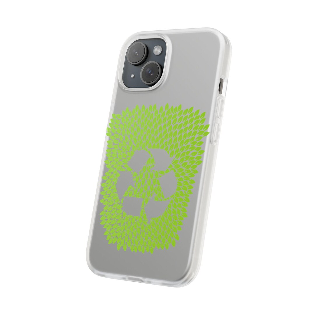 Green Leaf Recycling Bin Graphic Design on Semi-translucent Flexi Phone ...