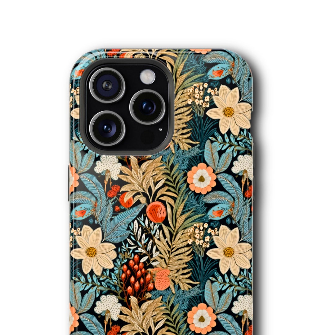 Floral Botanical Winter Flower Graphic Design on Dark Blue Premium ...
