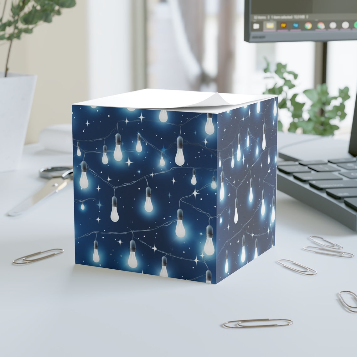 Large White Winter Holiday Christmas Lights on Dark Blue Graphic Design ...