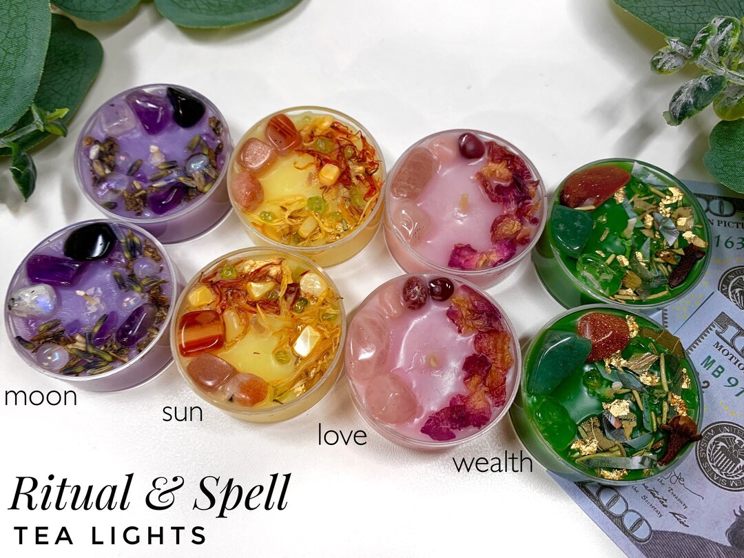 RITUAL & SPELL Tea Light Candles New Moon, Full Moon, Sun, Love ...