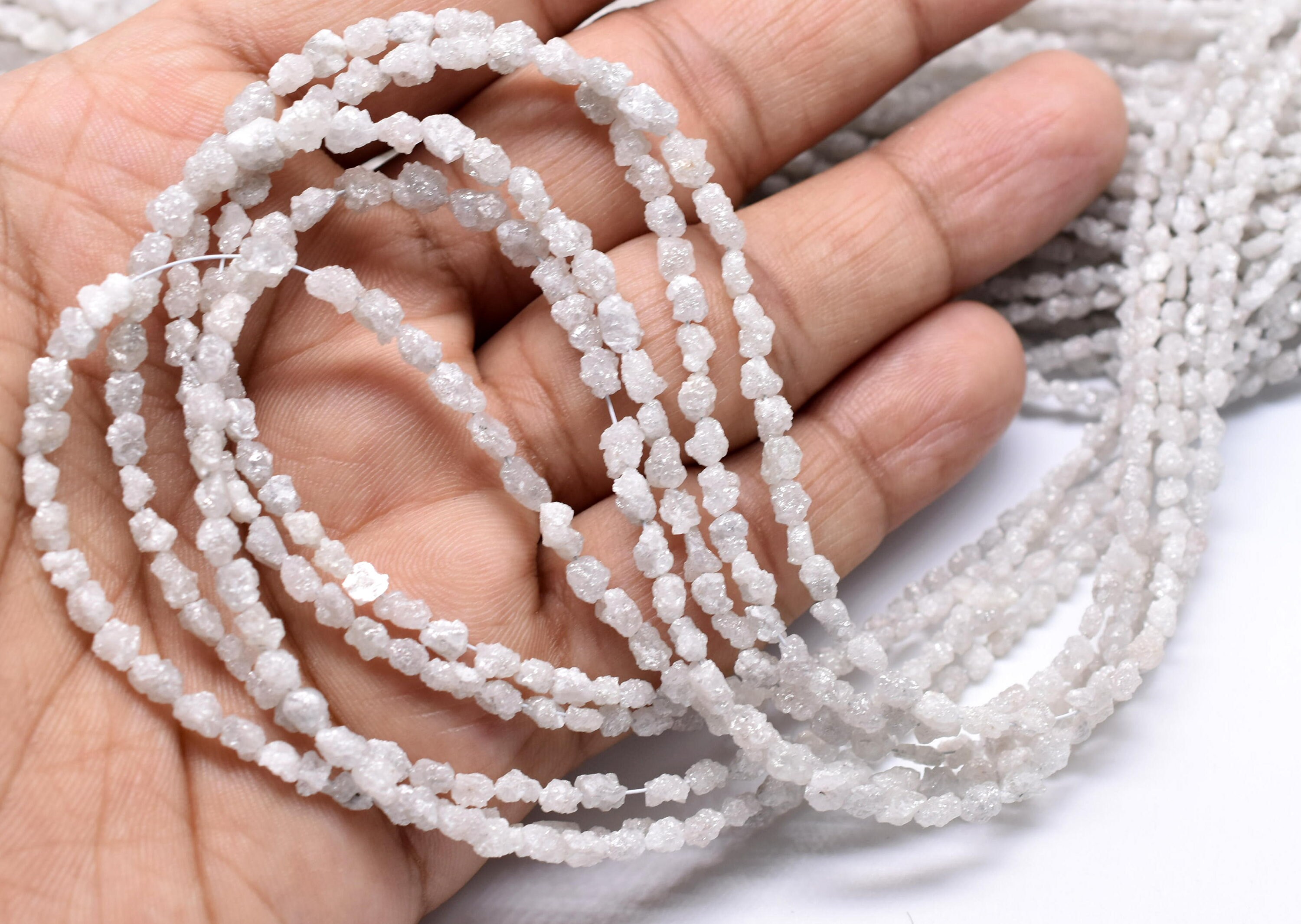 White Diamond Rough Diamond Raw Diamond,uncut Diamond Beads 2x4.mm ...