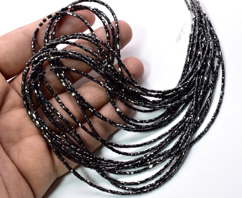 Black Diamond Tube Shape Faceted Tube Beads 1x2.mm Approx Top - Etsy